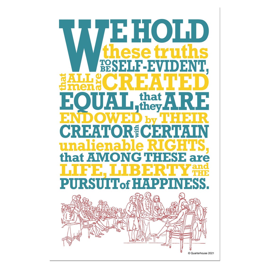 Quarterhouse Preamble to the Declaration of Independence Textual Poster ...
