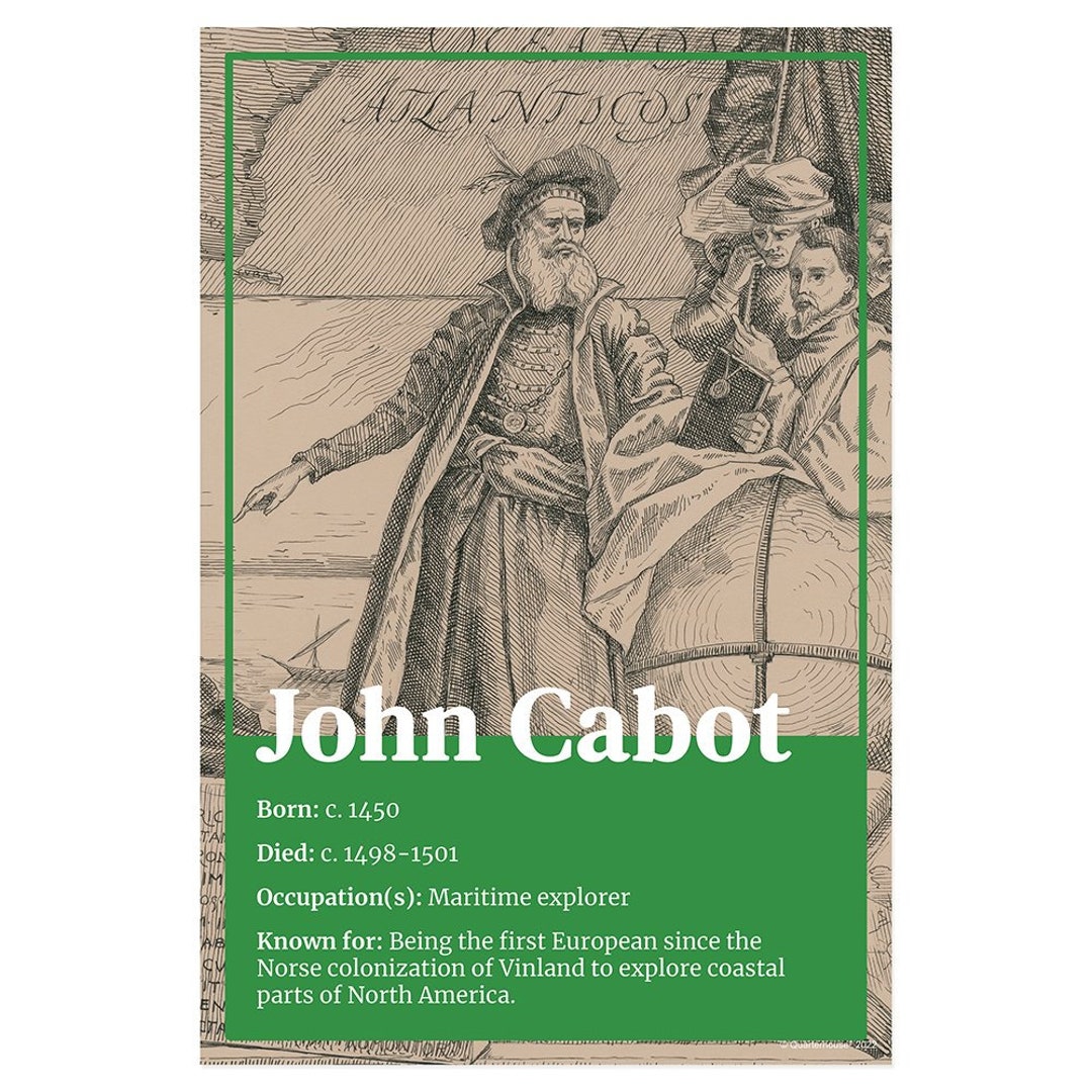 Quarterhouse Explorer John Cabot Biographical Poster, Social Studies ...