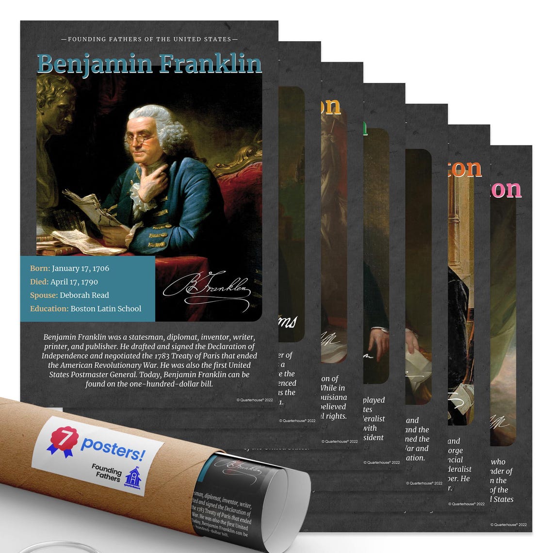 Quarterhouse Founding Fathers Poster Set, Social Studies Classroom ...