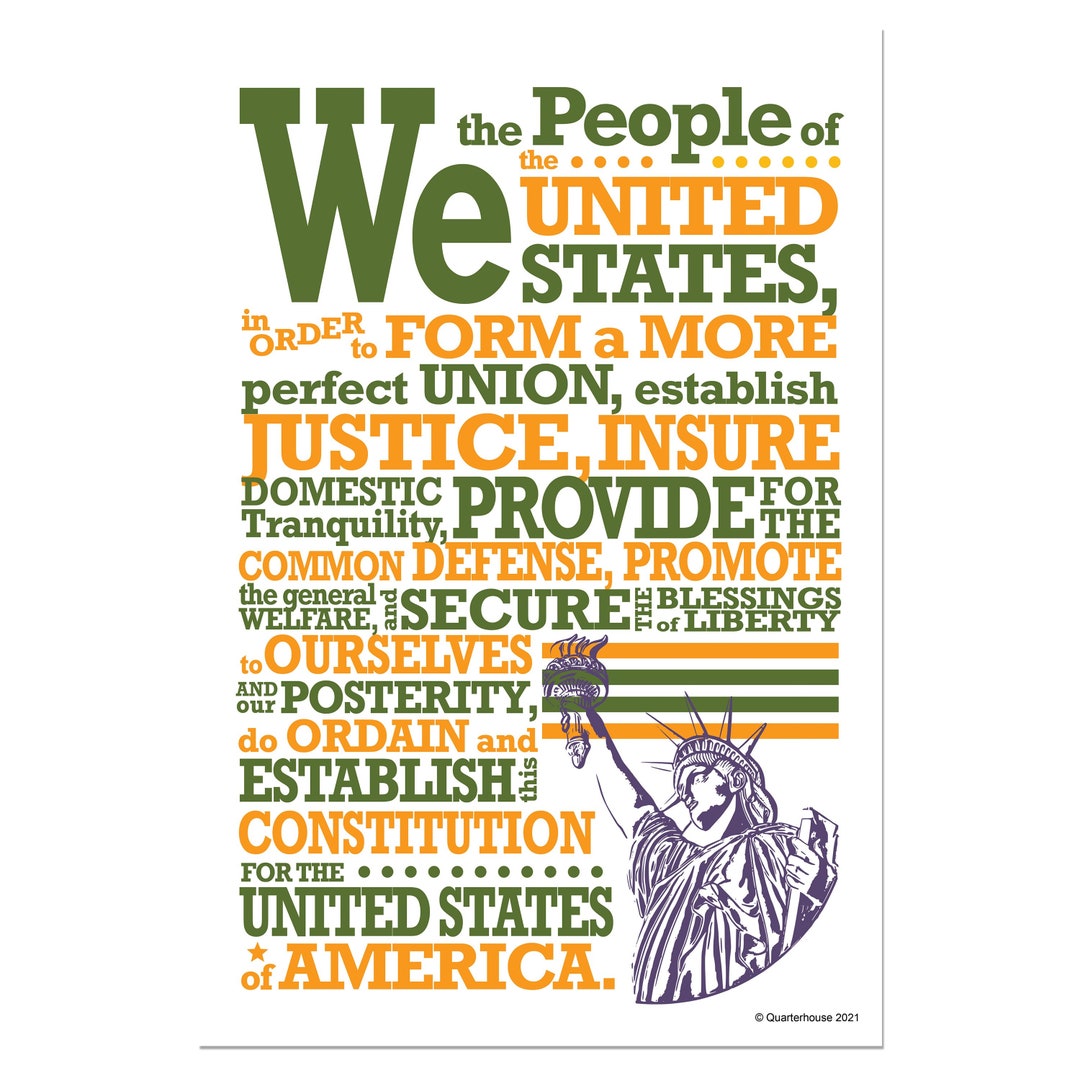 Quarterhouse Preamble to the U.S. Constitution Textual Poster, Social ...