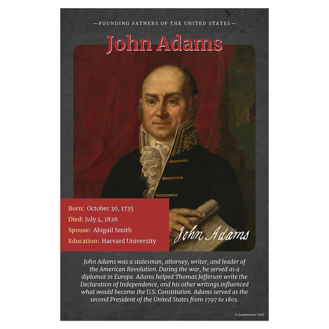 Quarterhouse Fouding Fathers John Adams Biographical Poster, Social ...