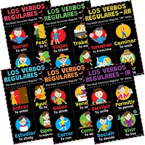 Quarterhouse Spanish Most Common Regular ar, er, and ir Verbs Poster ...