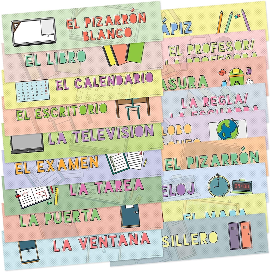 Quarterhouse Spanish Language Labels for Common Classroom Items (non ...