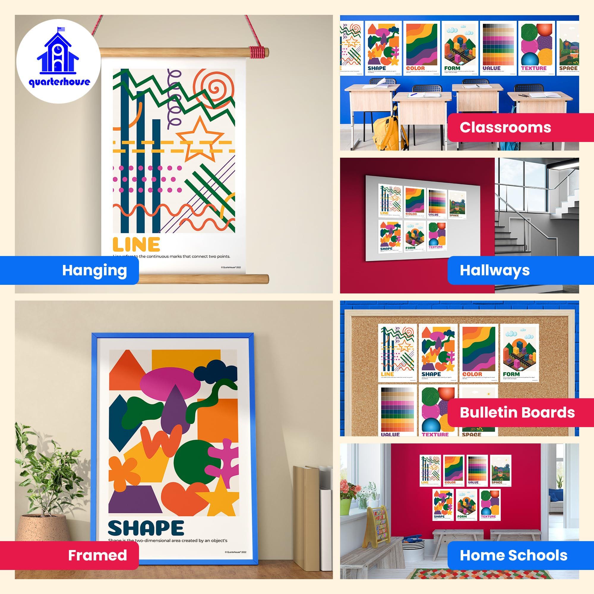 Quarterhouse Art Classroom Décor Poster Set, Art Classroom Learning ...