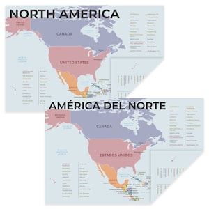 Quarterhouse English-spanish Educational Map - North America (américa ...