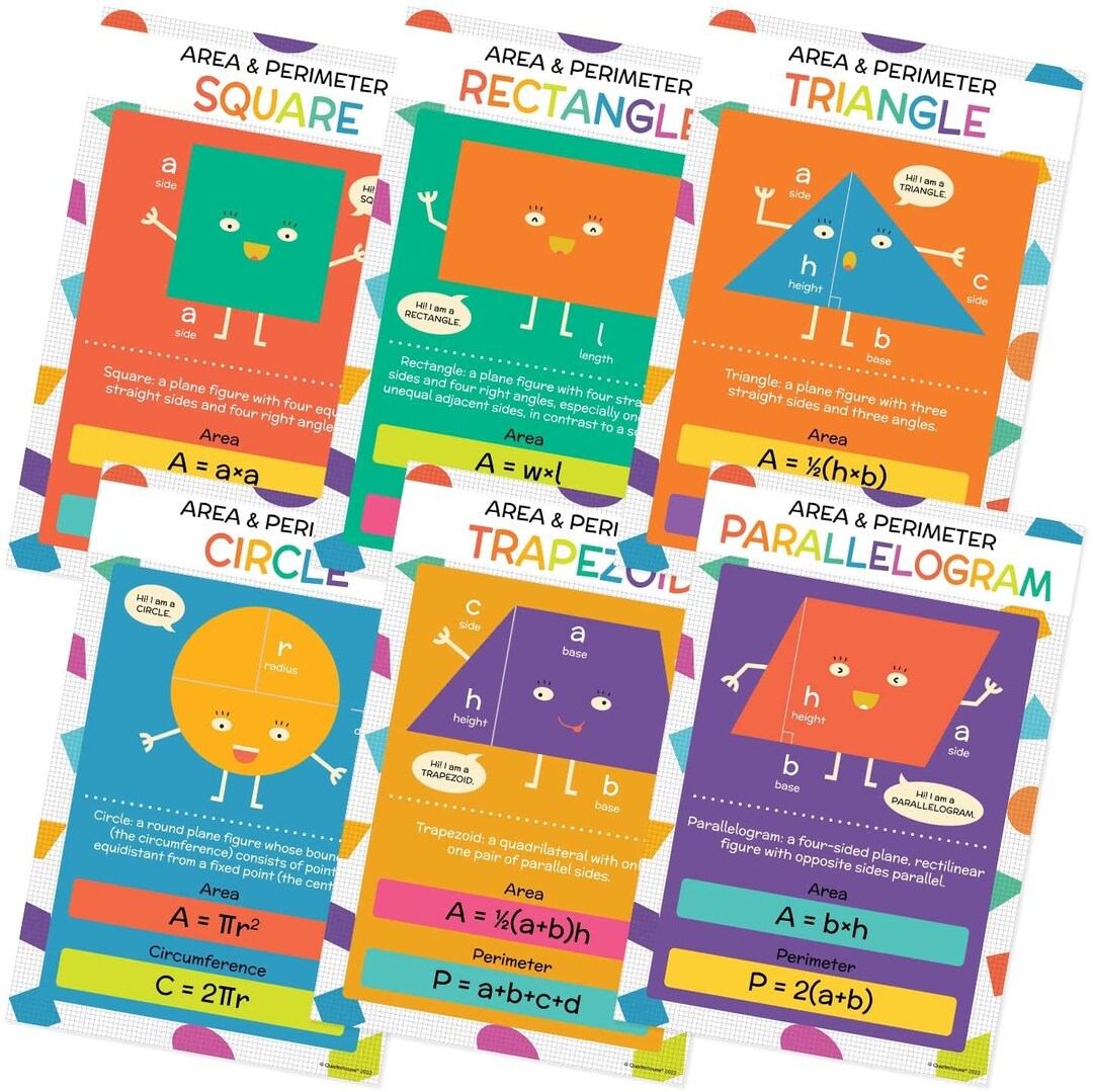 Quarterhouse Intro to Geometry Shapes Poster Set, Math Classroom ...