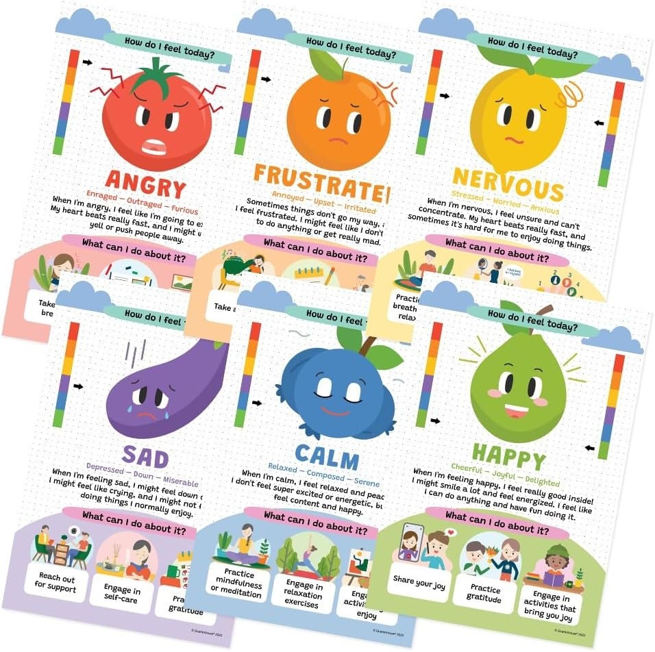 Quarterhouse Feeling Scales Poster Set, Psychology Classroom Learning ...