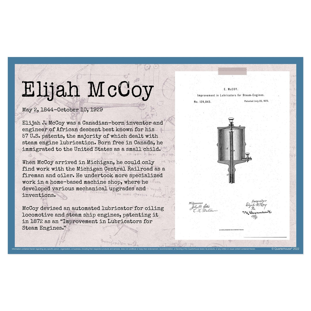 Quarterhouse Black Inventors Elijah Mccoy Biographical Poster, STEM and ...