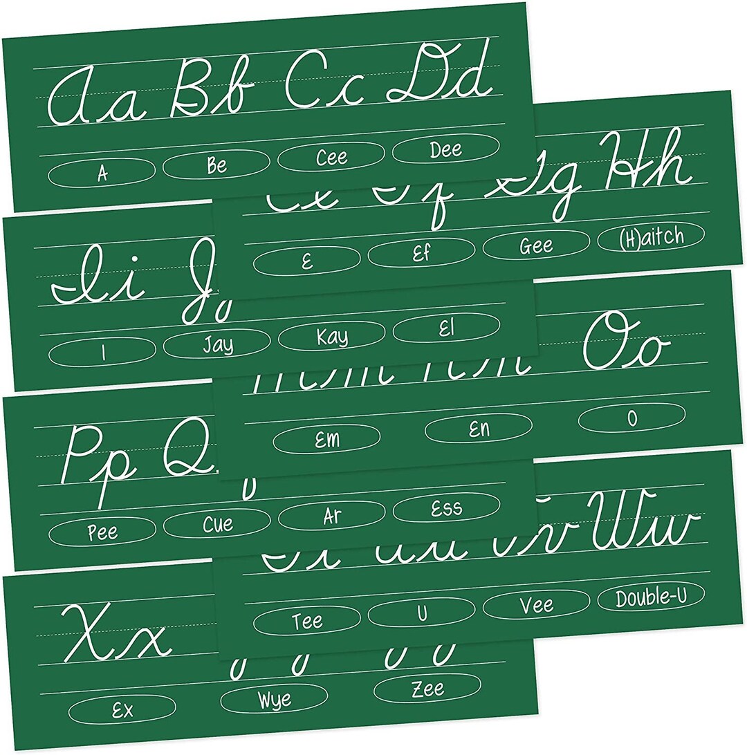 Quarterhouse Cursive Alphabet Line for Classroom Wall - English (green ...