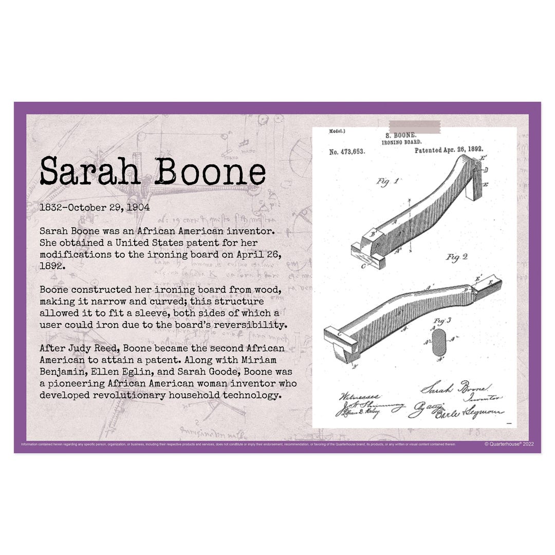 Quarterhouse Black Inventors - Sarah Boone Biographical Poster, STEM ...