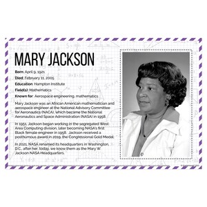 Quarterhouse Black Mathematicians - Mary Jackson Biographical Poster ...