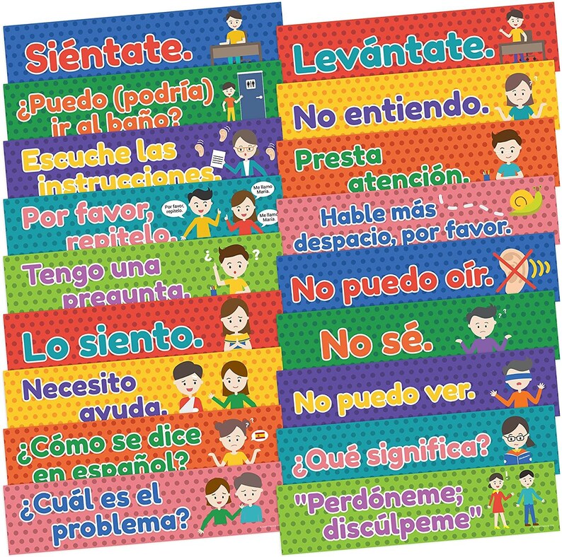 Quarterhouse Spanish Classroom Phrases and Commands Label Set, Spanish ...
