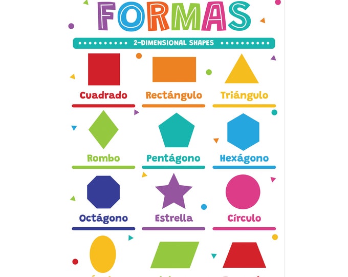 Quarterhouse Beginner Spanish - Shapes Poster, Spanish and ESL ...