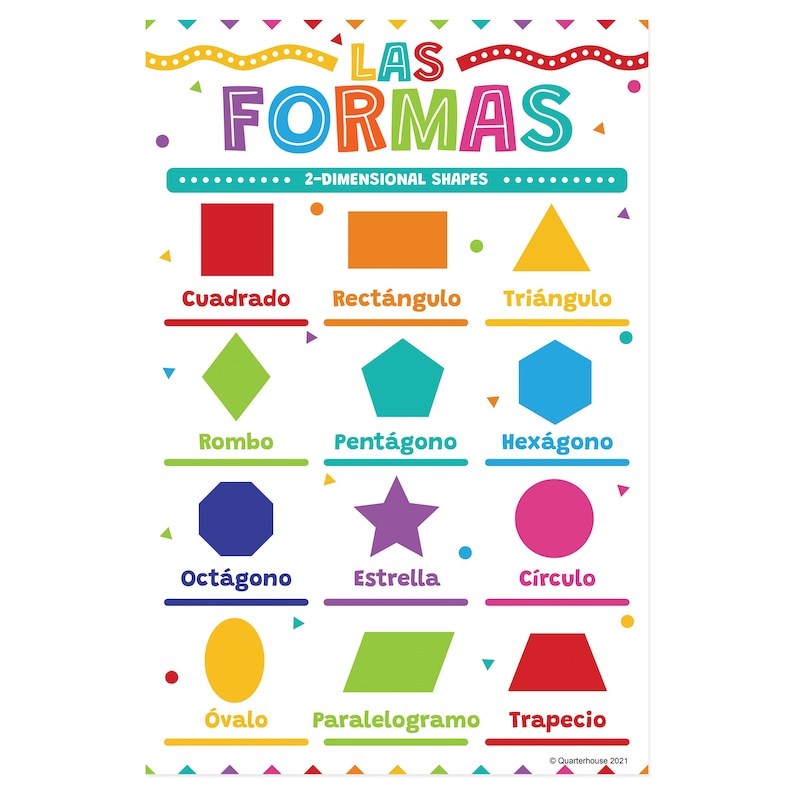 Quarterhouse Beginner Spanish Shapes Poster, Spanish and ESL Classroom ...