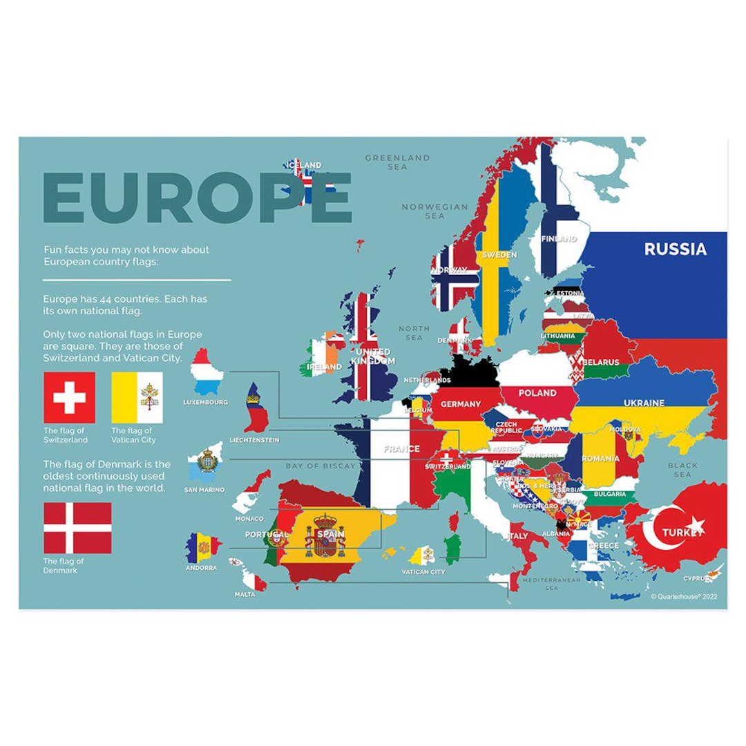Quarterhouse European Flags Poster, Social Studies Classroom Materials ...