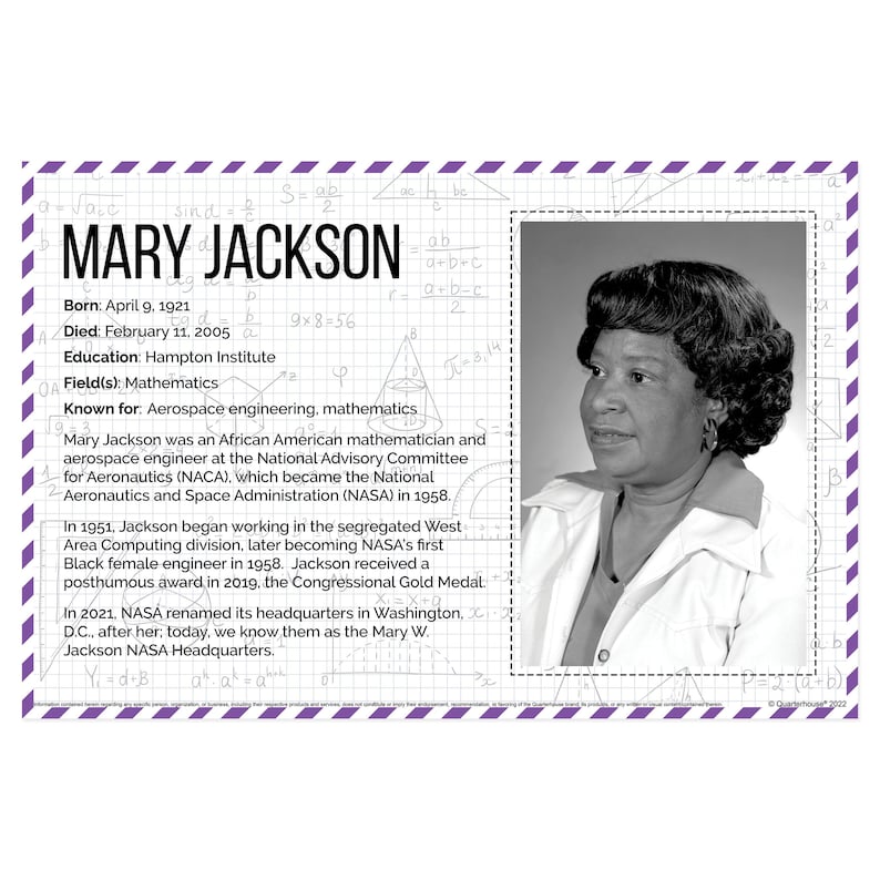 Quarterhouse Black Mathematicians - Mary Jackson Biographical Poster ...