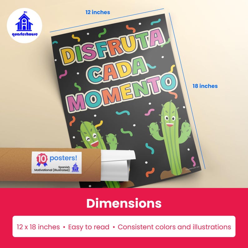 Quarterhouse Spanish Motivational (illustrated) Poster Set, Spanish ...