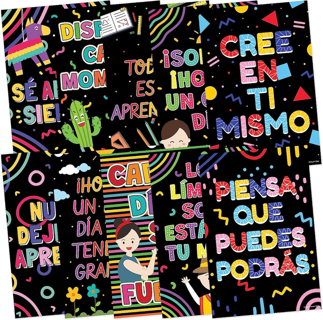 Quarterhouse Spanish Motivational (illustrated) Poster Set, Spanish ...