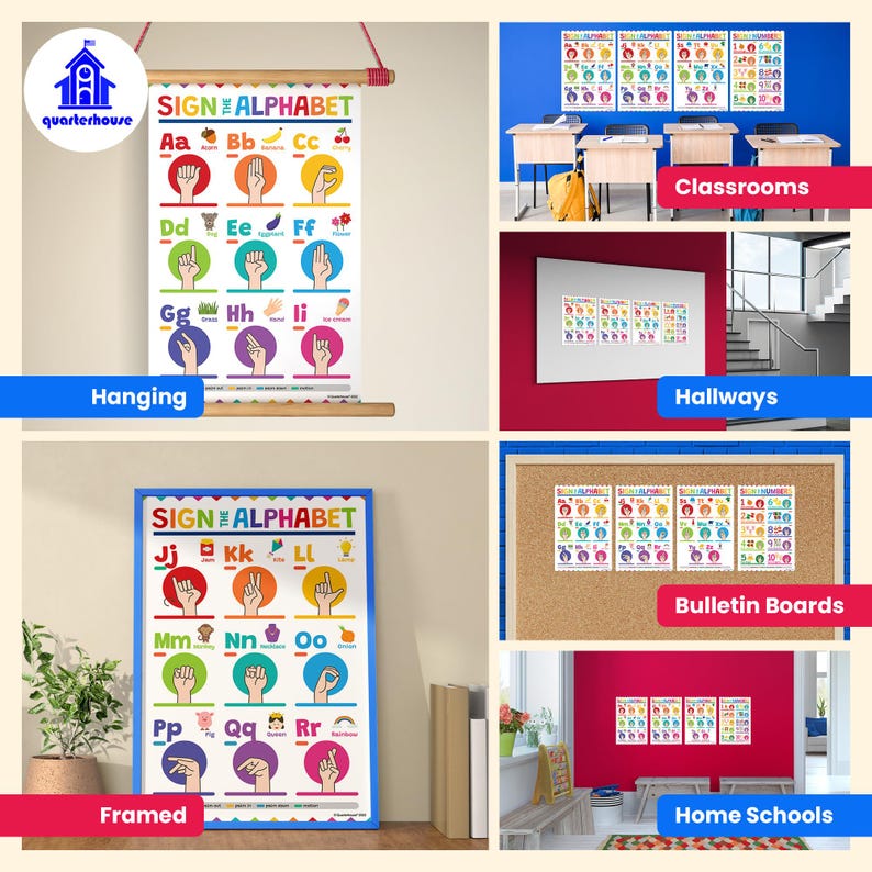 Quarterhouse Sign Language Poster Set, Foreign Language Classroom ...