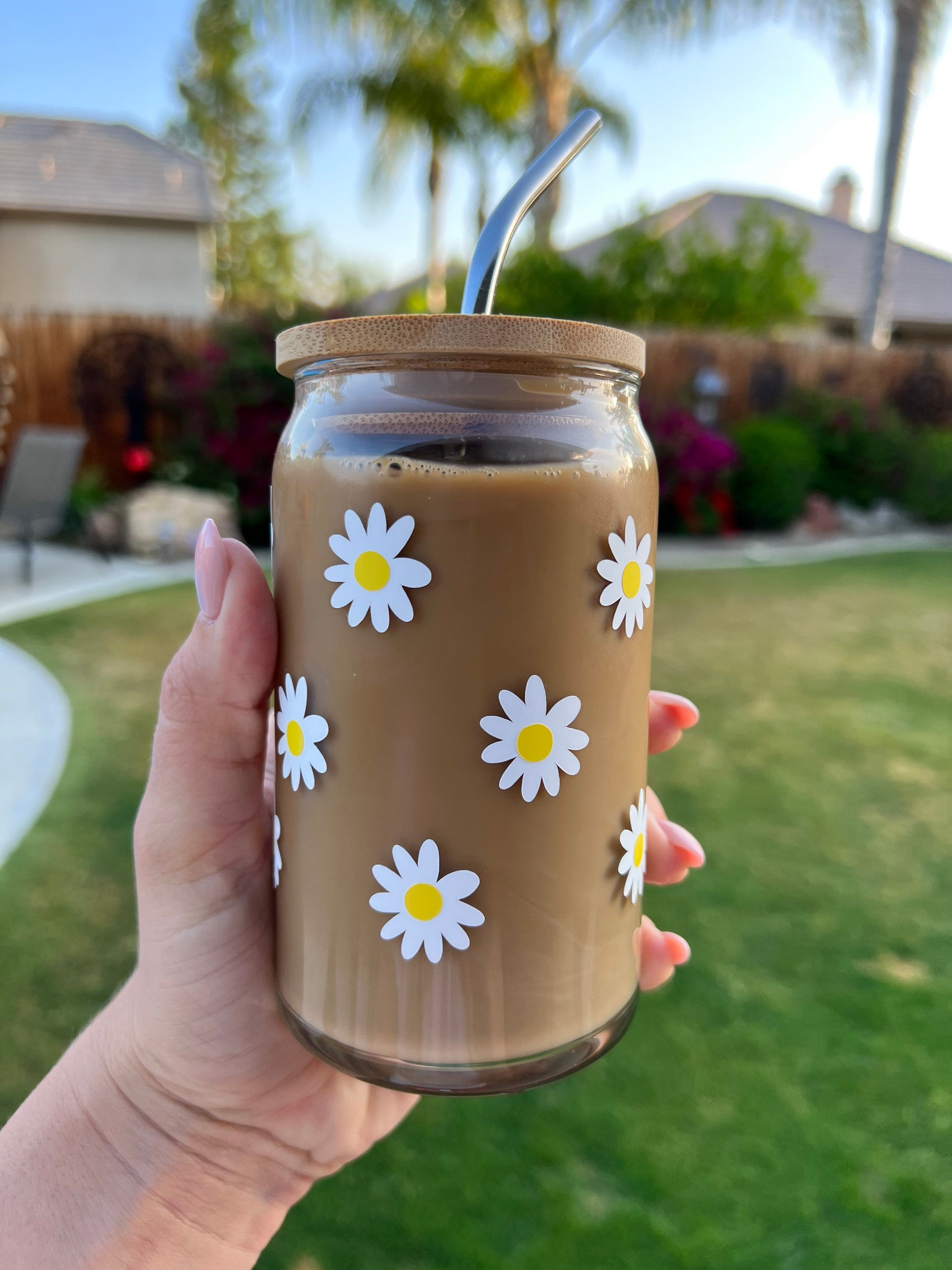 White Daisy Glassware, Flower Glassware - Etsy