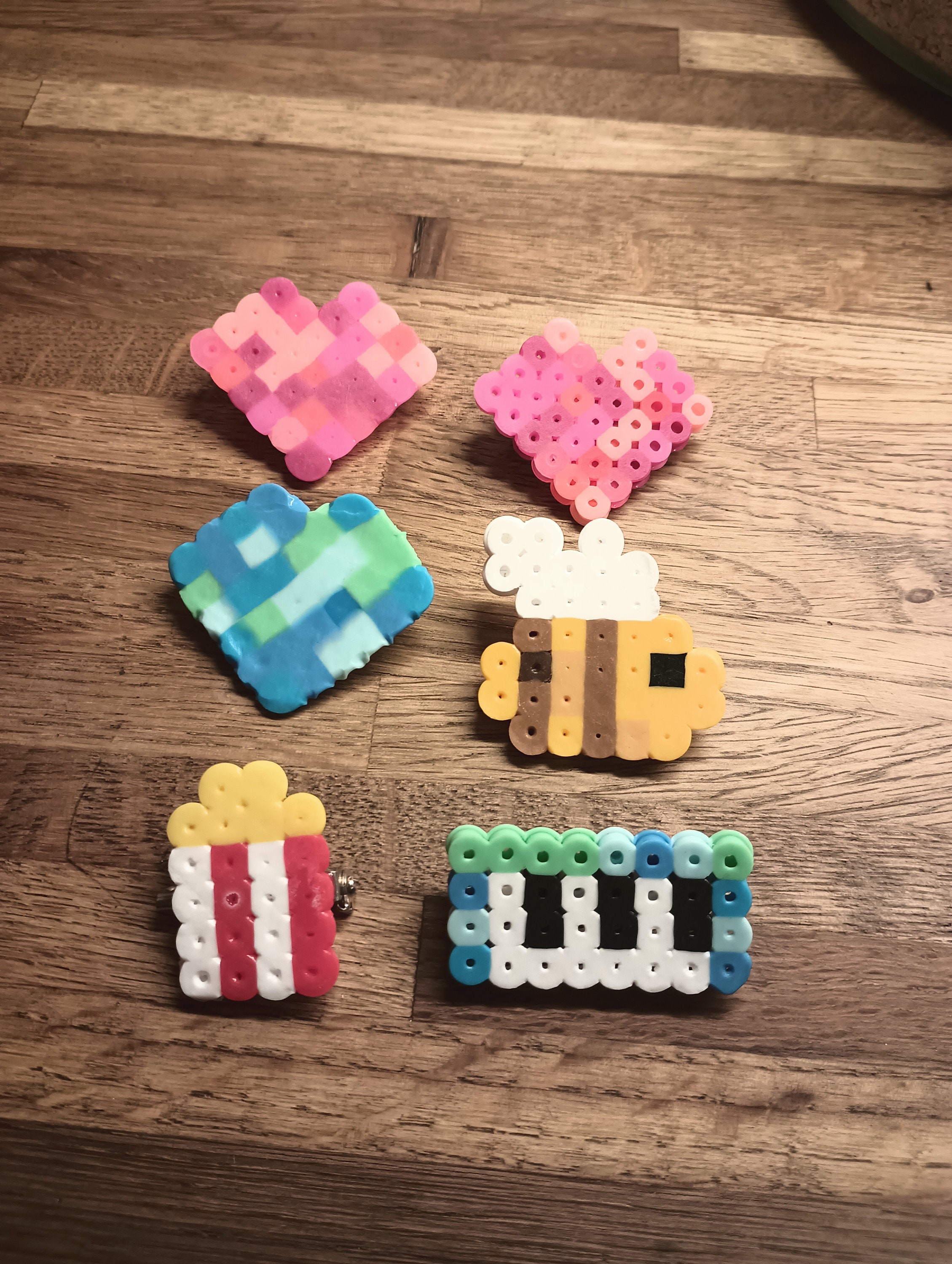 Mini Movie Popcorn Perler Bead Pin Decorative Brooch Crafted Homemade ...