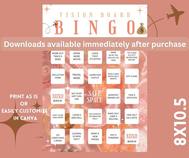 Printable Bingo Game Card Vision Board Girls Night Self Love Self Care ...