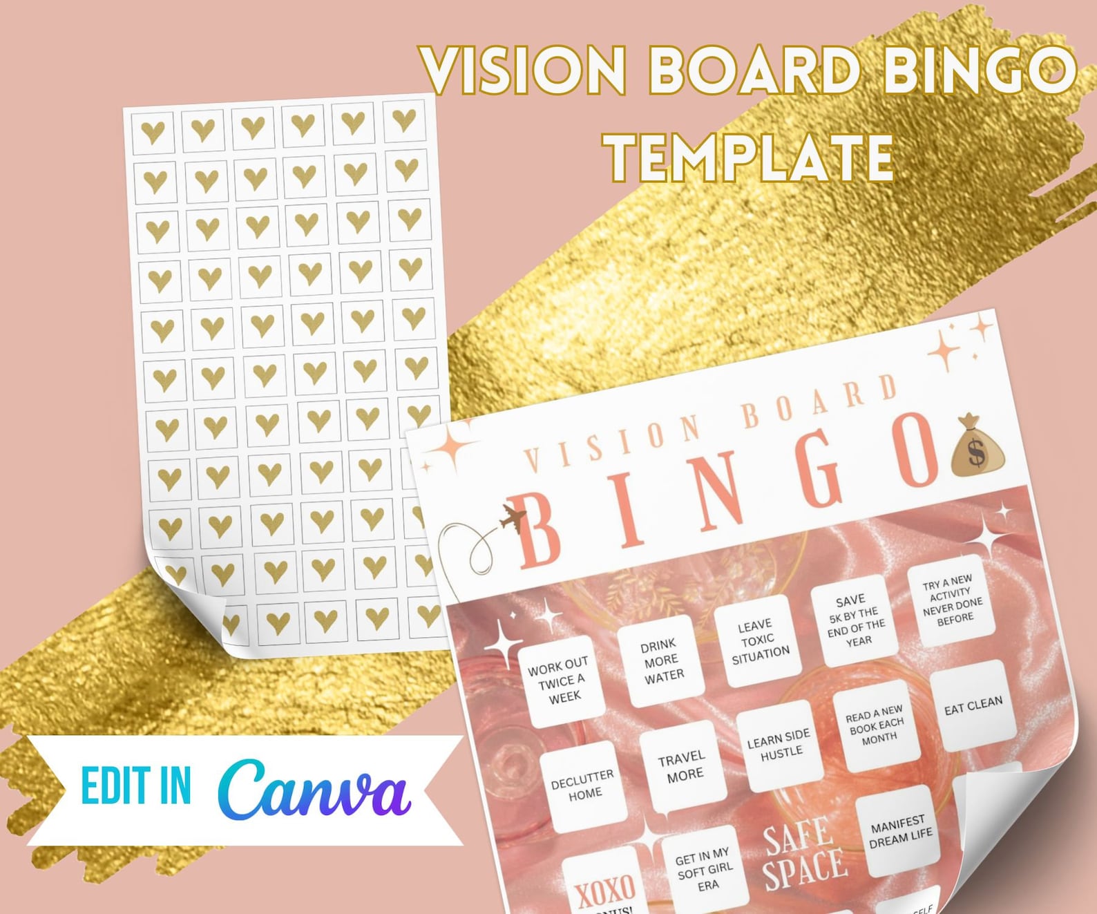 Printable Bingo Game Card Vision Board Girls Night Self Love Self Care ...