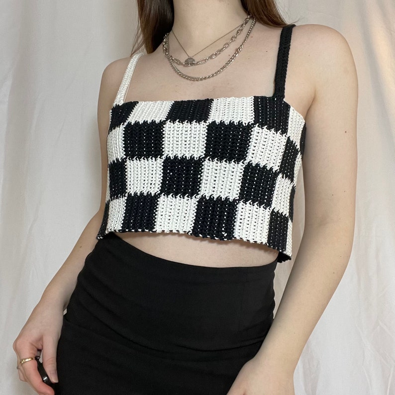 Crochet PATTERN Pdf: Check Crop Top, Easy Simple Checkered Top for ...