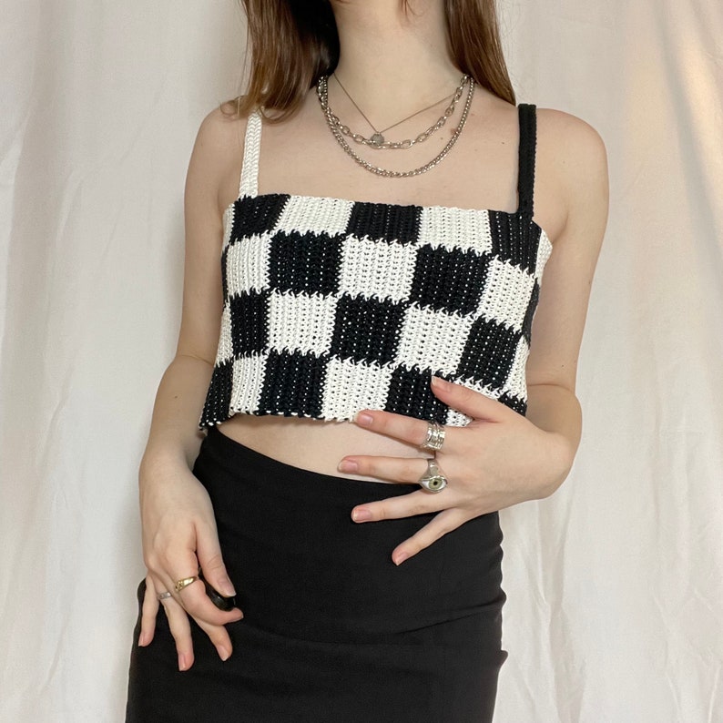 Crochet PATTERN Pdf: Check Crop Top, Easy Simple Checkered Top for ...
