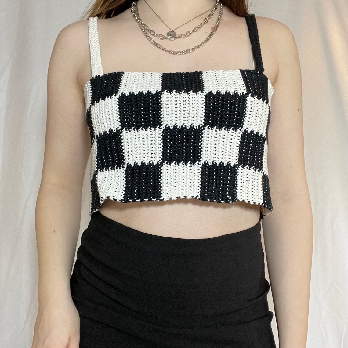 Crochet PATTERN Pdf: Check Crop Top Easy Simple Checkered Top - Etsy UK