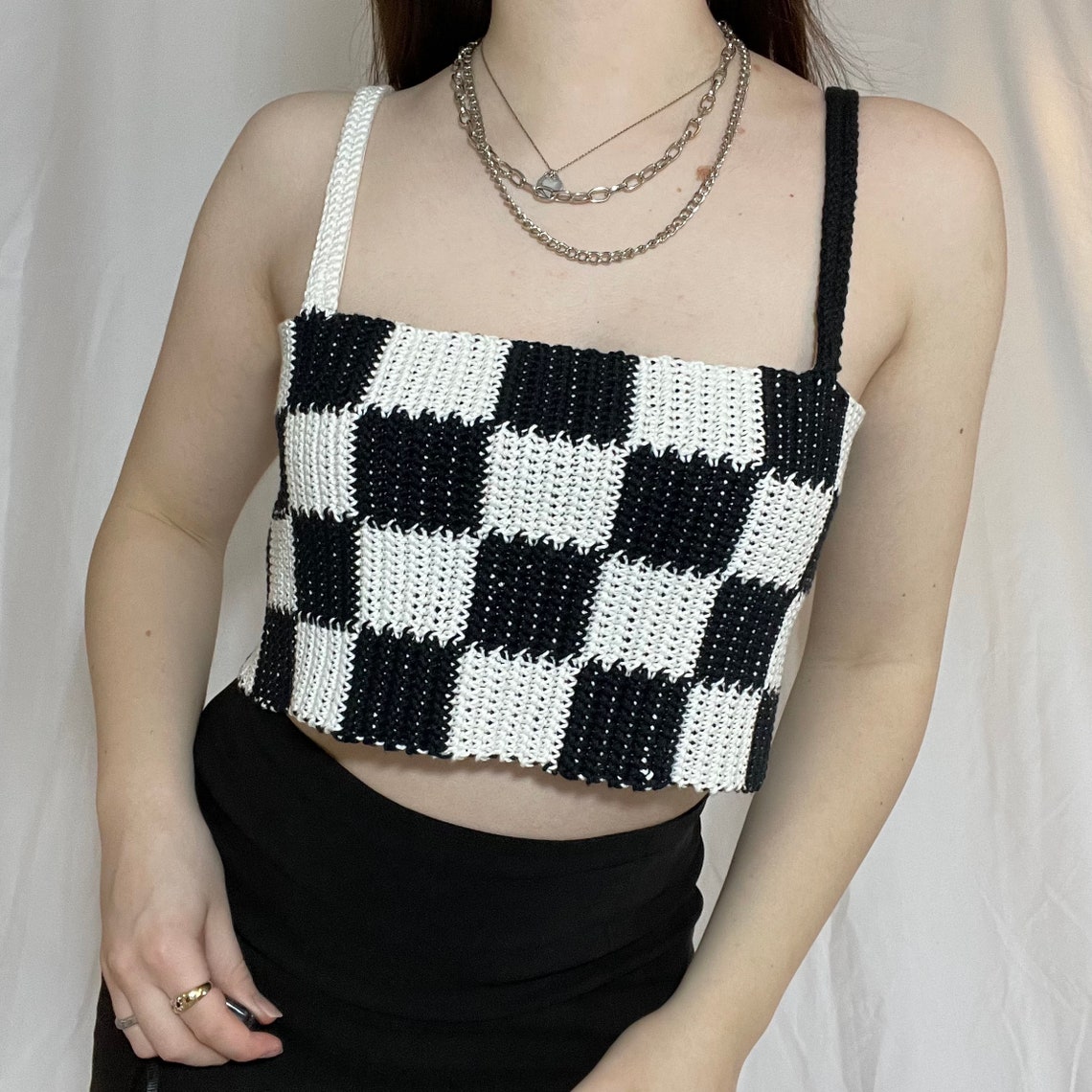 Crochet PATTERN Pdf: Check Crop Top, Easy Simple Checkered Top for ...