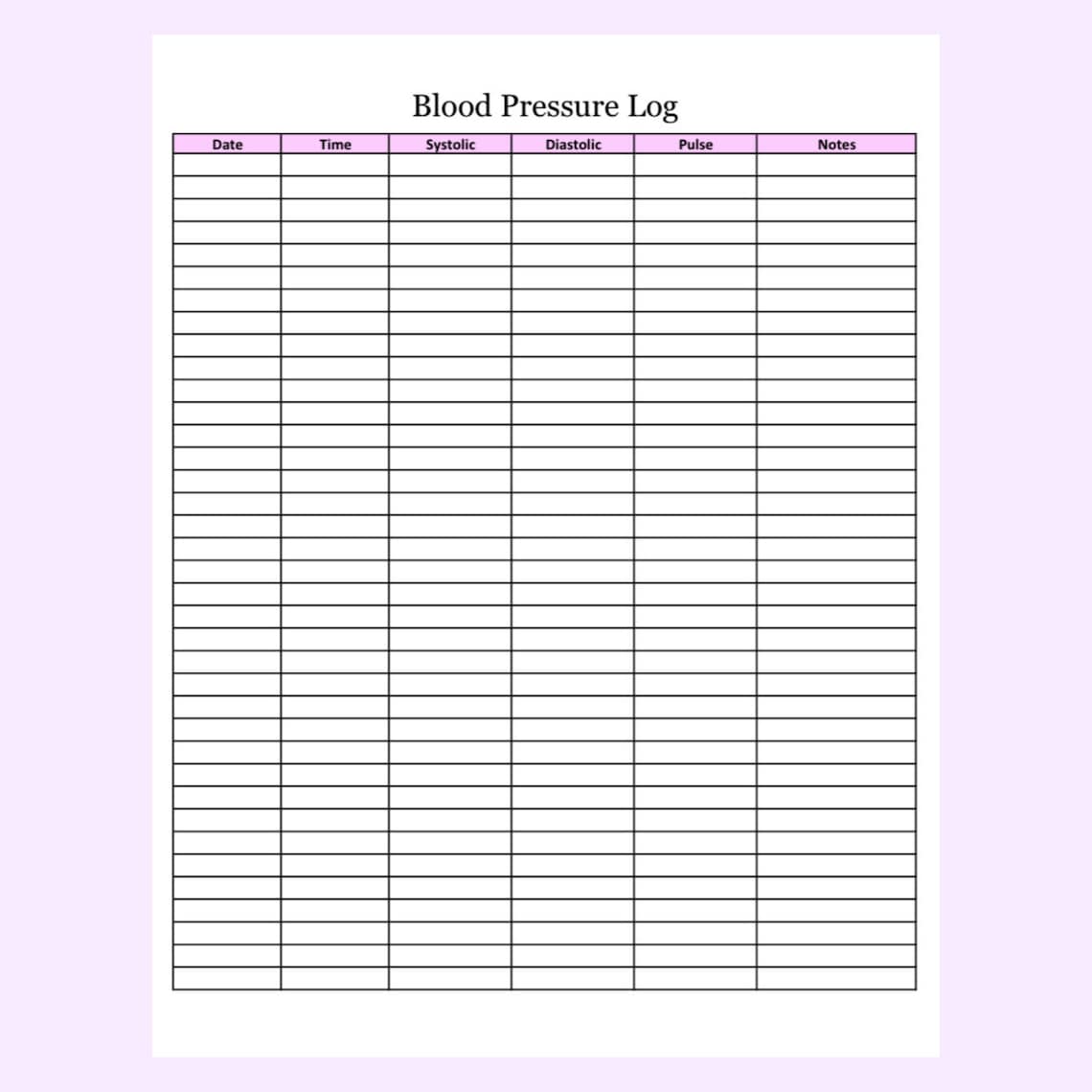 Blood Pressure Log Printable - Etsy