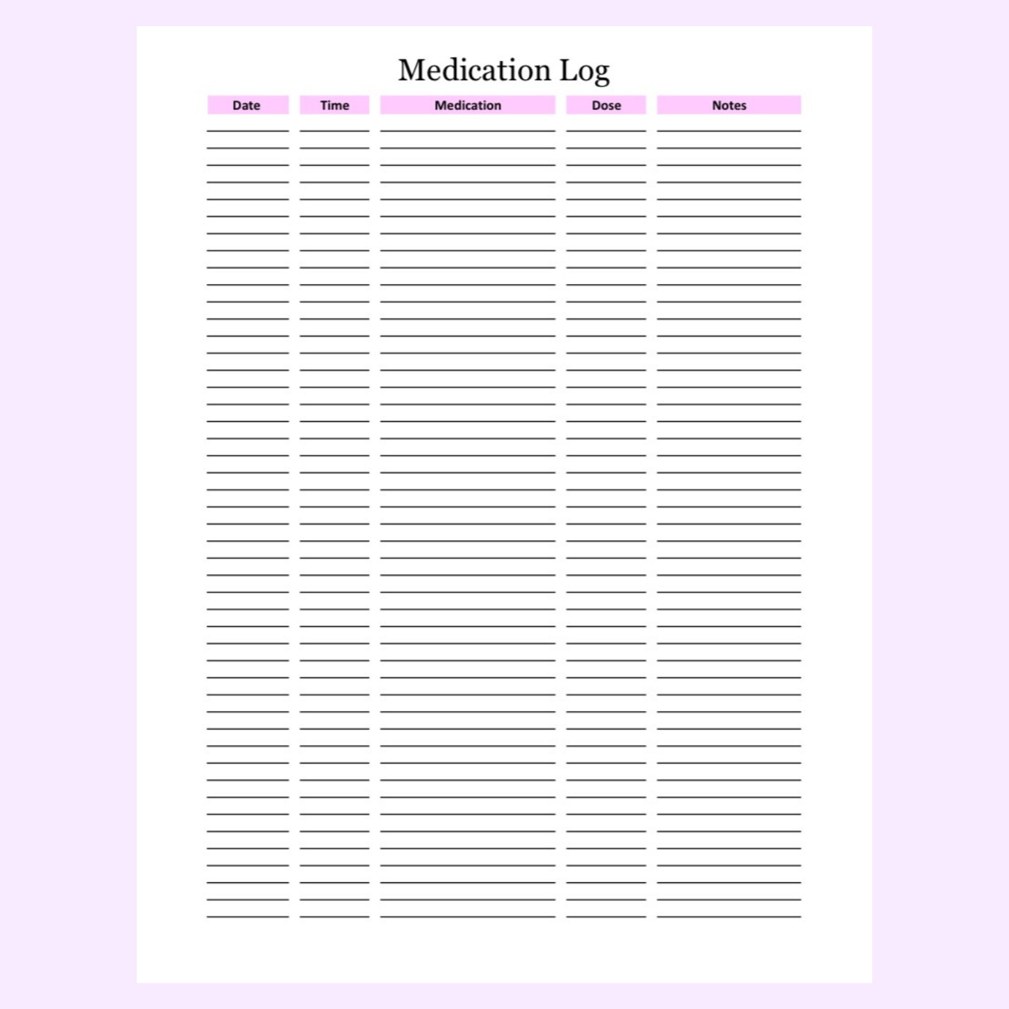 Medication Log Tracker Printable - Etsy