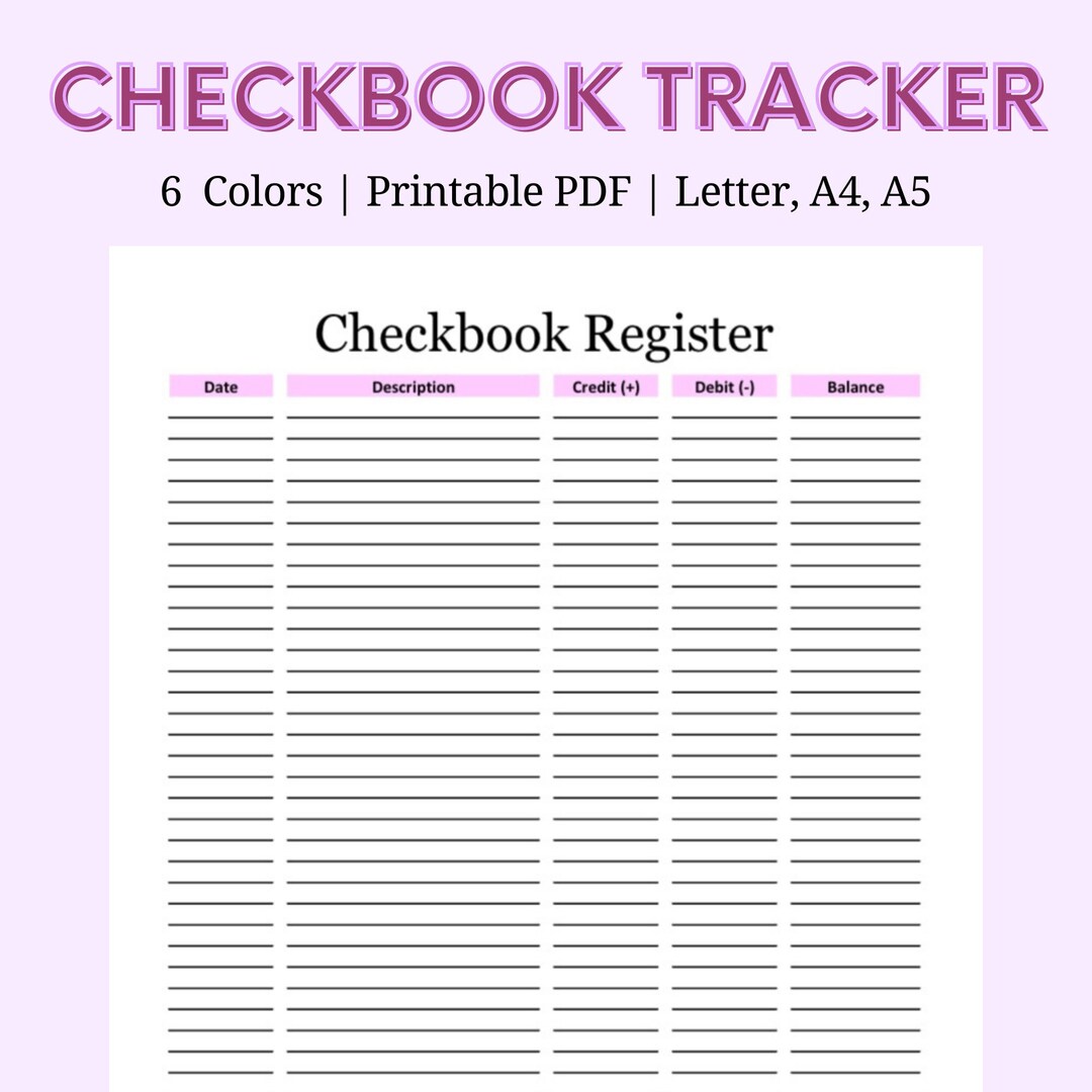 Checkbook Tracker Printable - Etsy