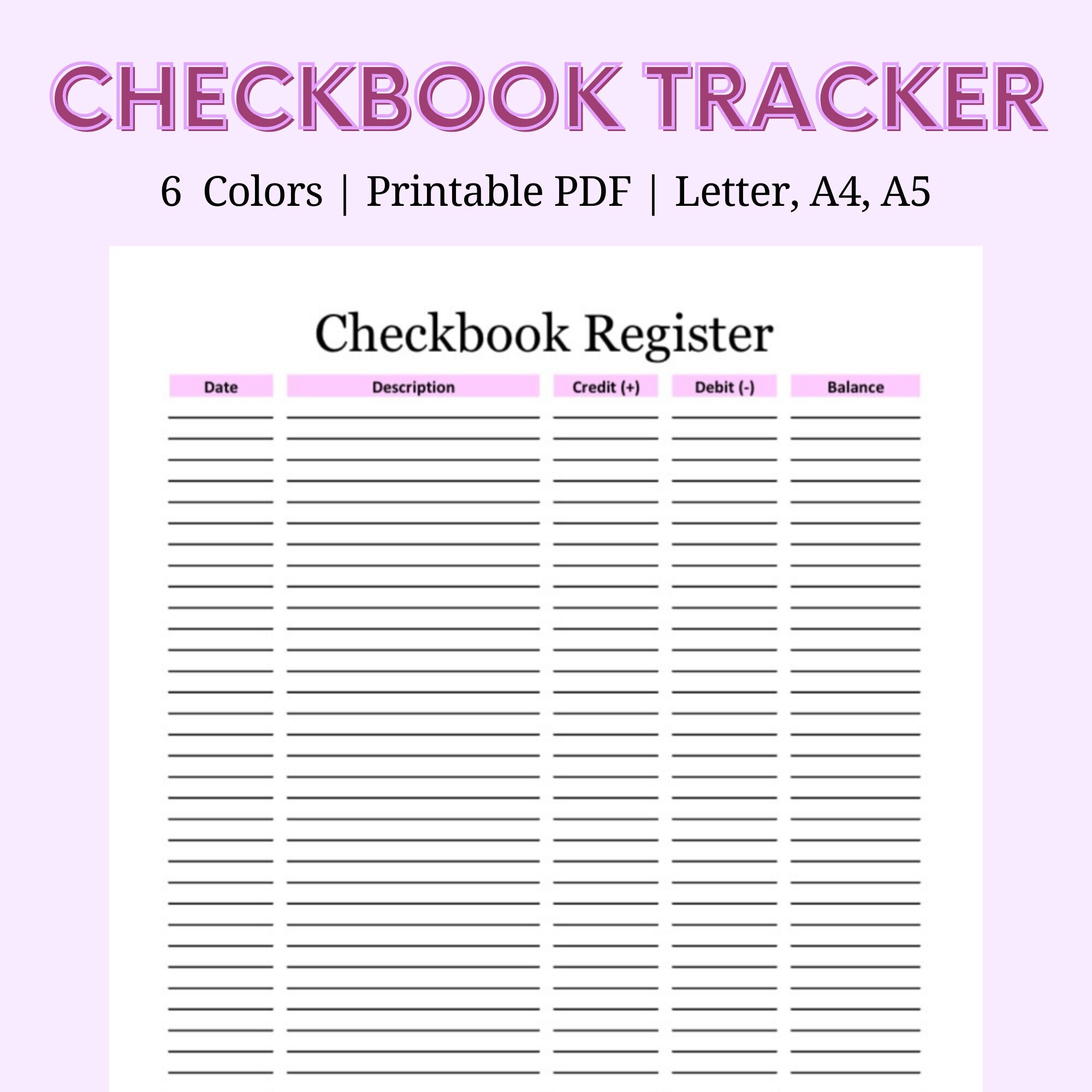 Checkbook Tracker Printable - Etsy