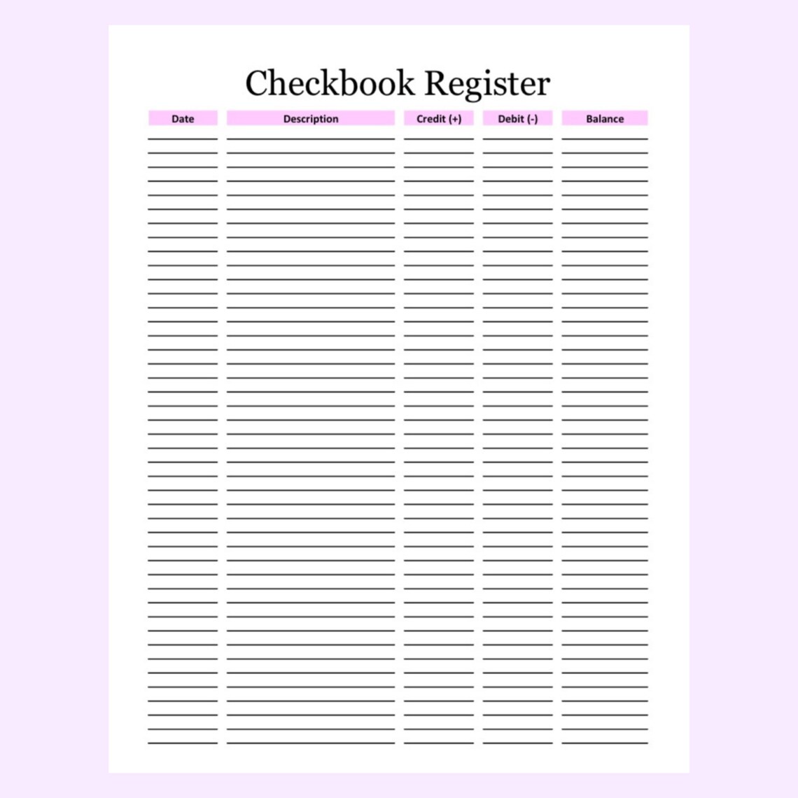 Checkbook Tracker Printable - Etsy