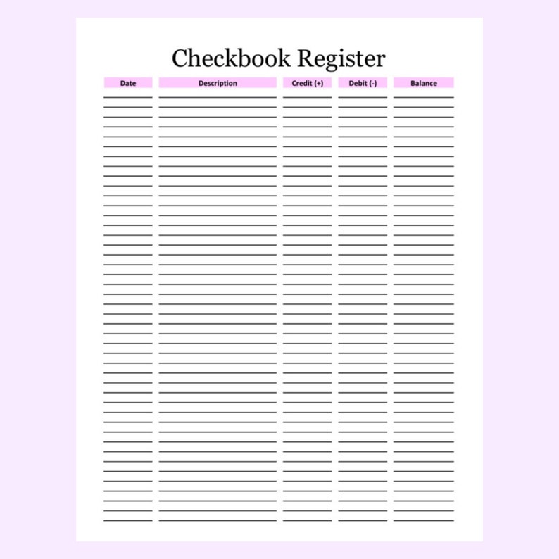 Checkbook Tracker Printable - Etsy