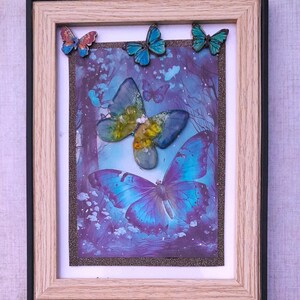 Blue Butterflies, Relief Painting, Relief Ornament, Unique Piece ...