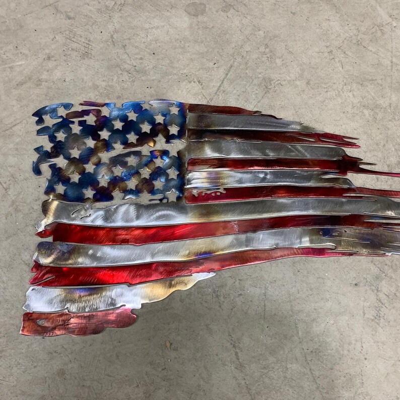 Tattered United States Steel Flag - Etsy