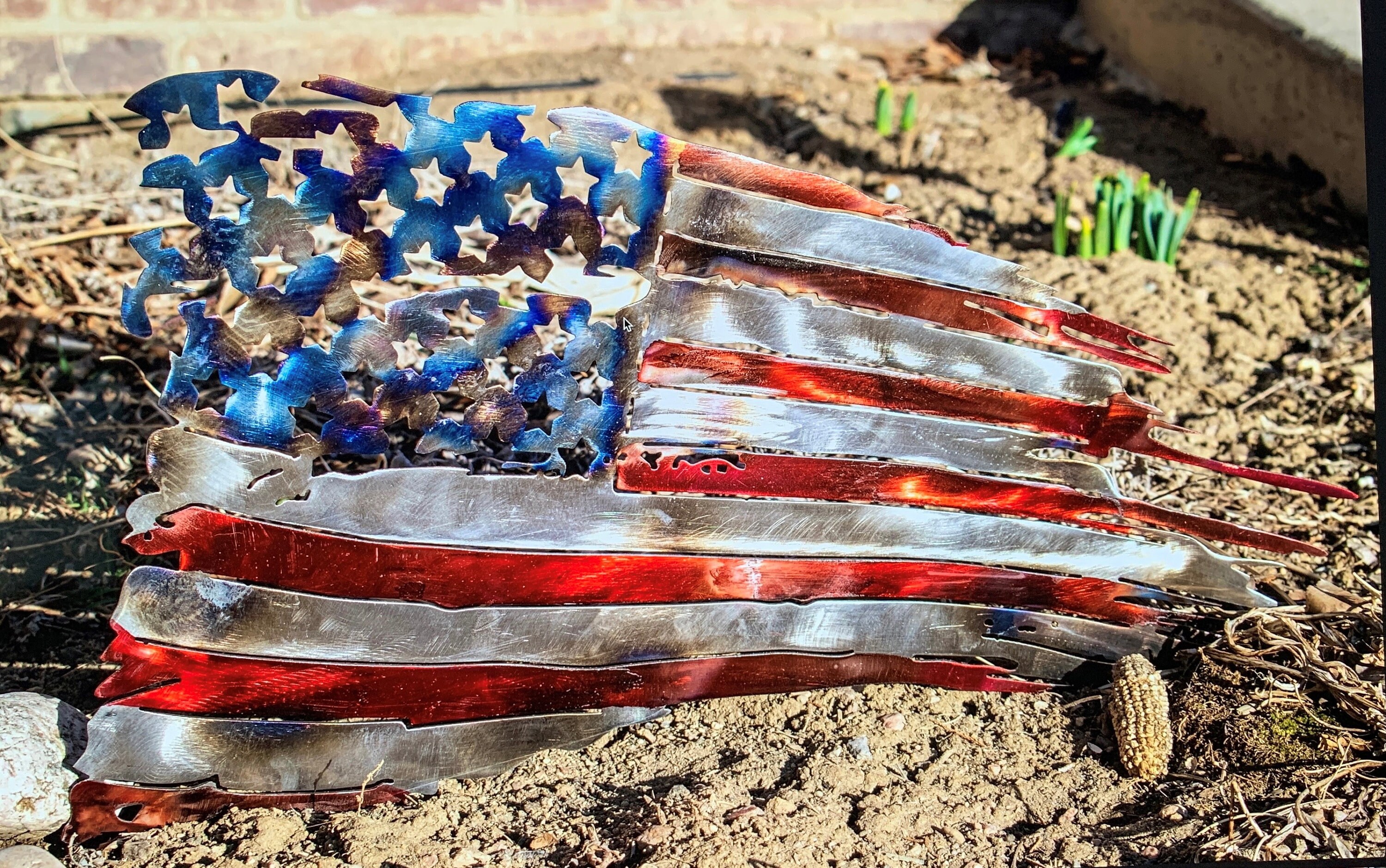 Tattered United States Steel Flag - Etsy