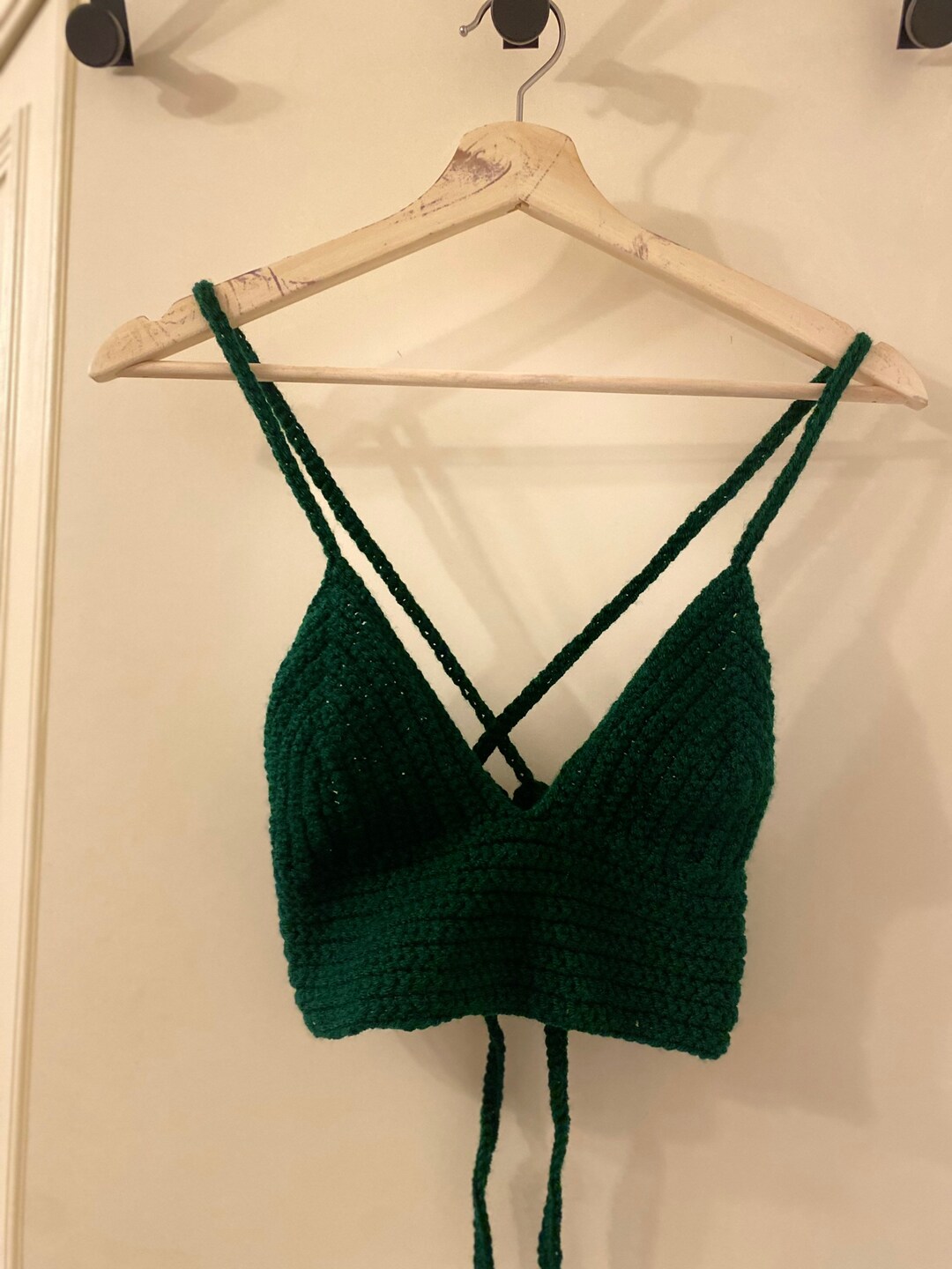 Custom Made Dark Green Crochet Top X Back - Etsy
