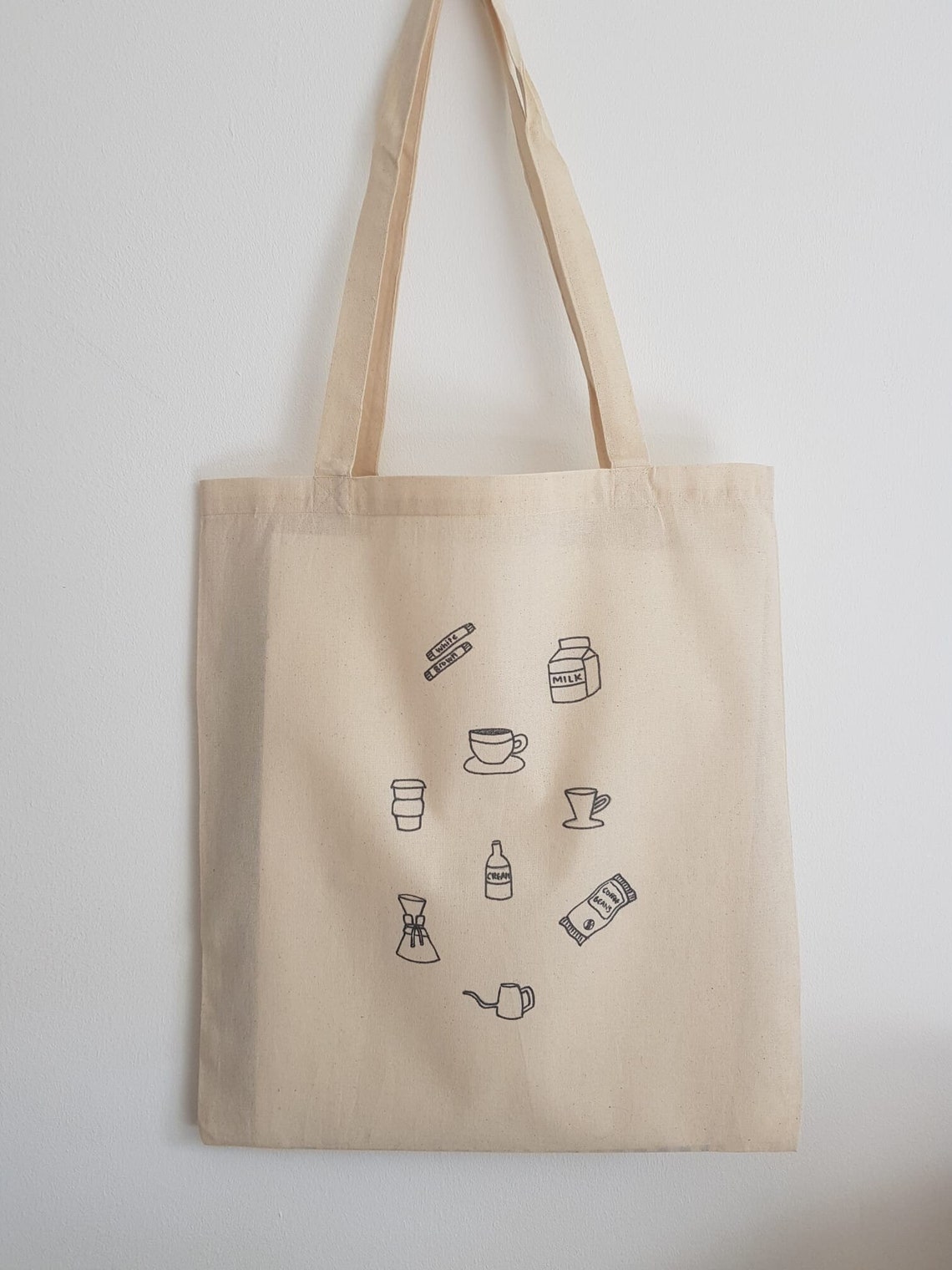 The Coffee Tote Bag – Minimalist, Coffee Themed, Hand Drawn, Canvas Bag ...
