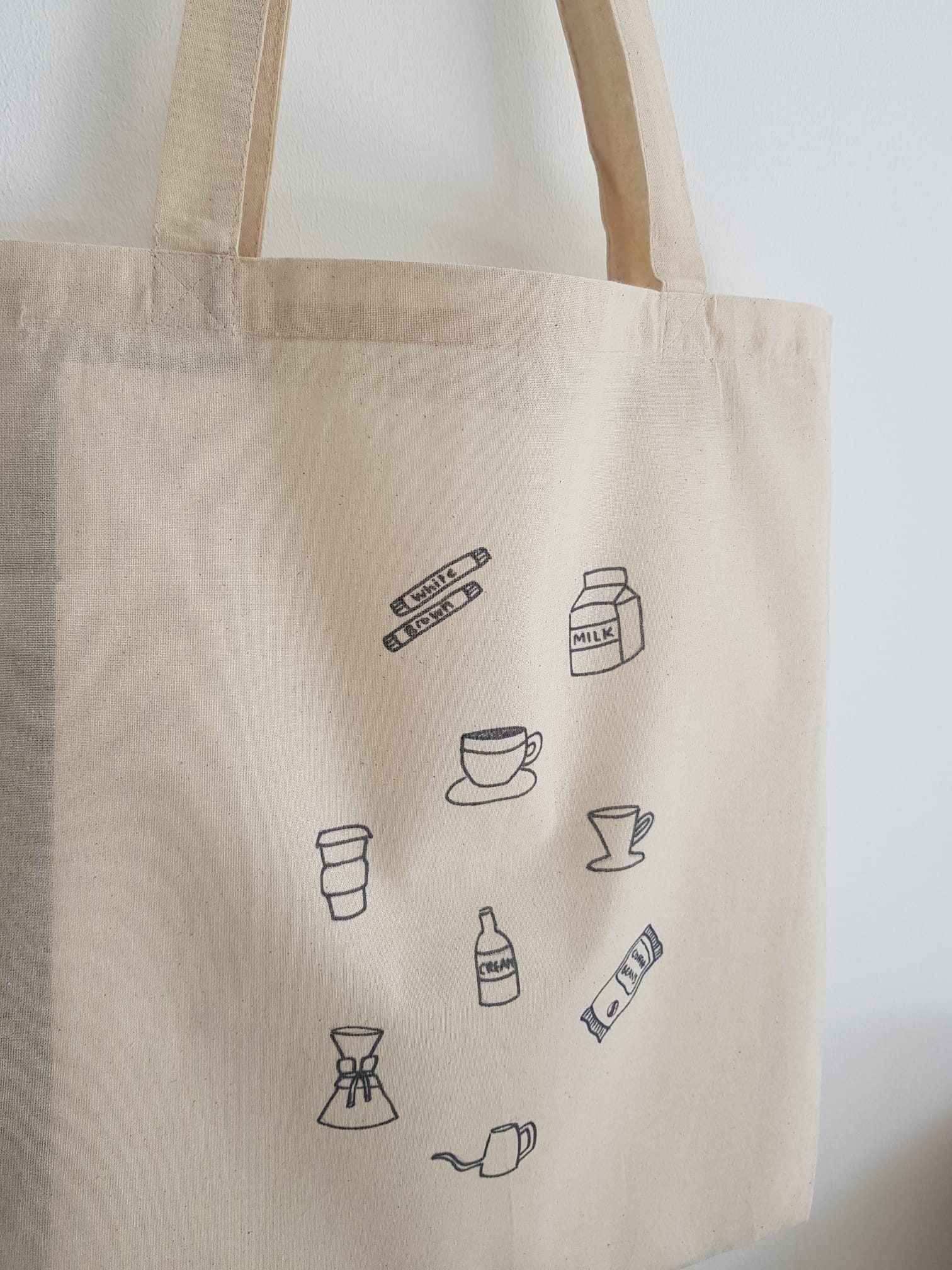 The Coffee Tote Bag – Minimalist, Coffee Themed, Hand Drawn, Canvas Bag ...