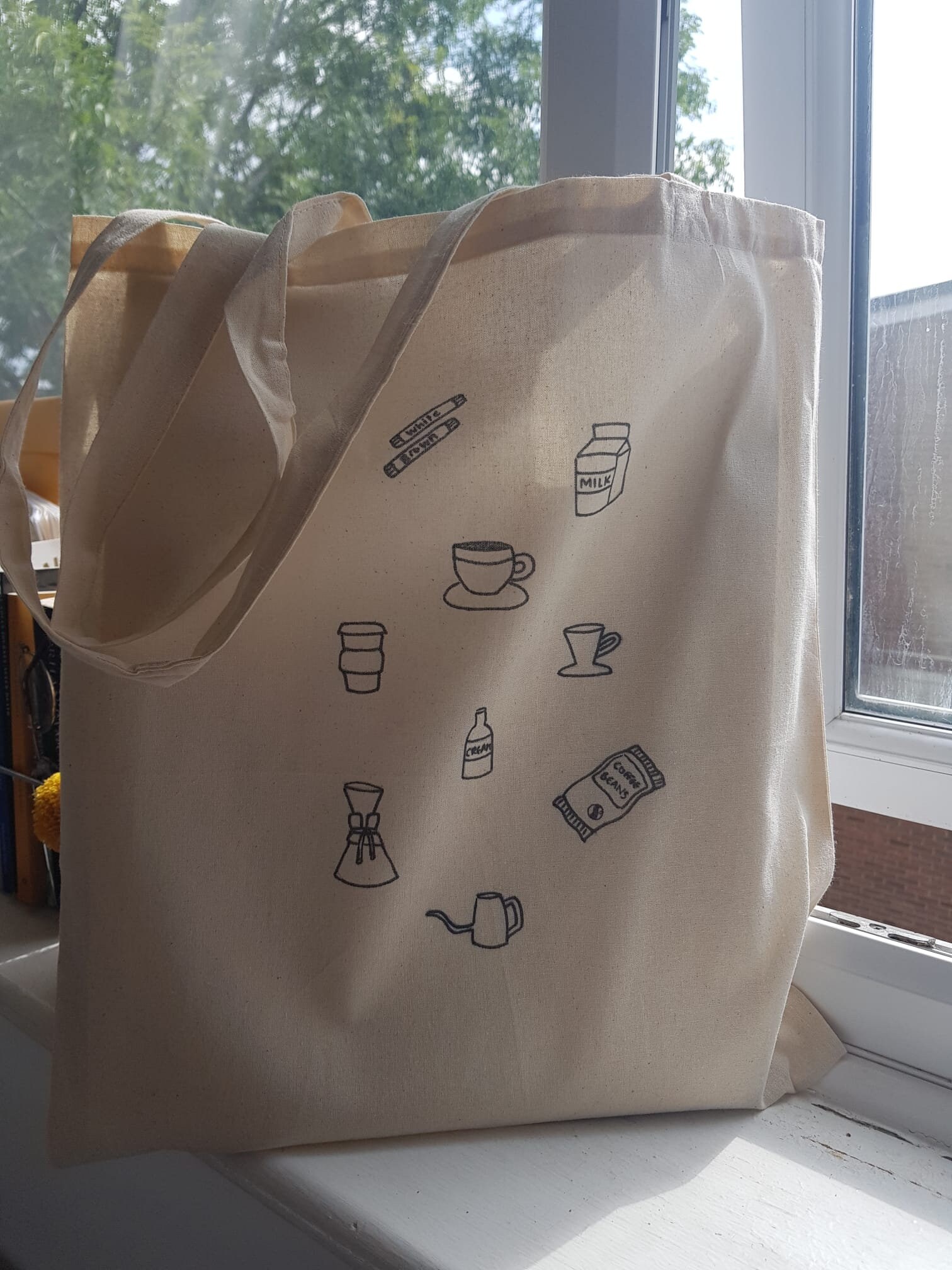 The Coffee Tote Bag – Minimalist, Coffee Themed, Hand Drawn, Canvas Bag ...