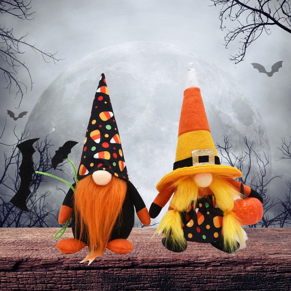 Halloween Gnome Decorations,2 Pack Handmade Pumpkin Faceless Gnomes ...