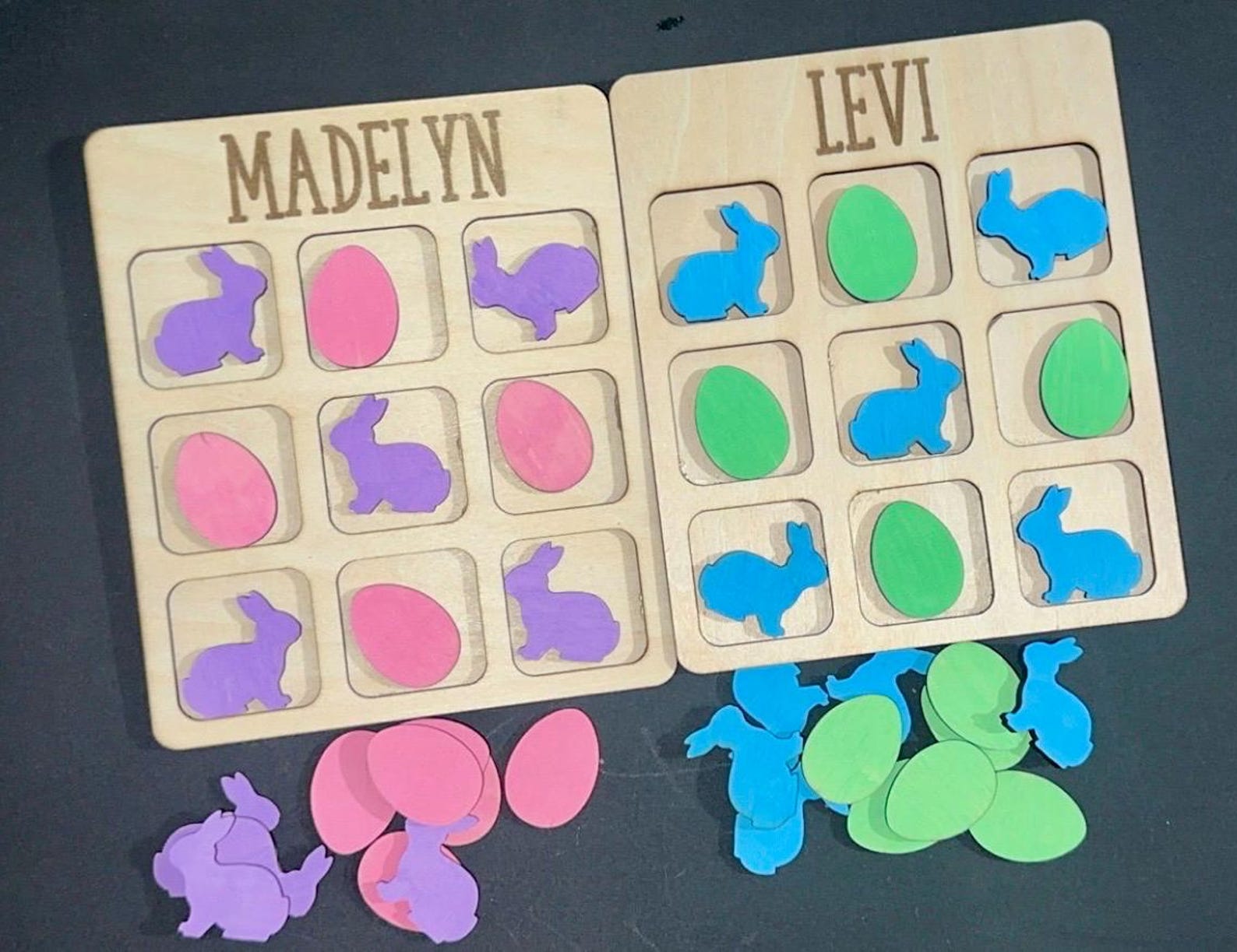 Personalized Easter Tic Tac Toe Game for Kids – Custom Name Wooden ...