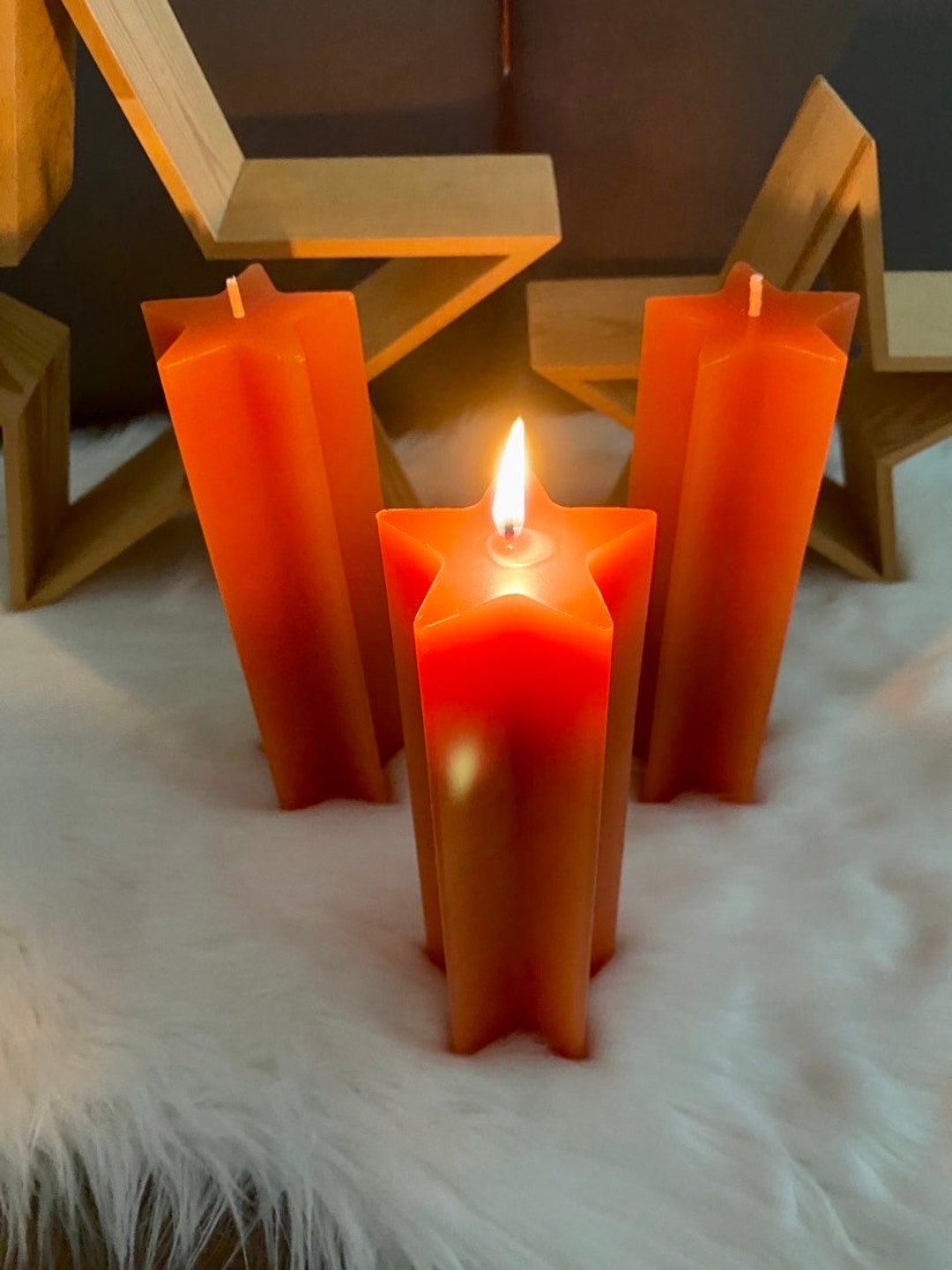 Sculpture Candle Star Pillar Candle Star Star Pillar - Etsy