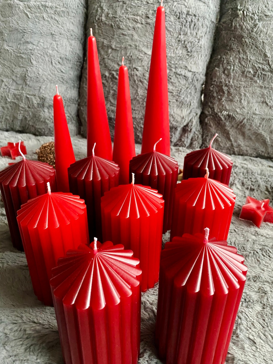 Adventskerzen Weihnachts Kerzen Set RED Berry Swirl FIERY RED ...