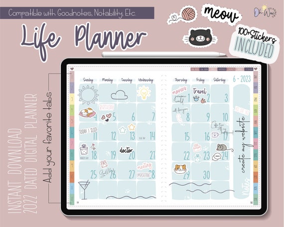 2022 Digital Planner Free Hyperlink For GoodNote Weekly, 53% OFF