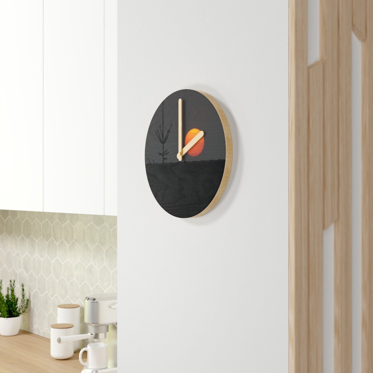 Wooden Wall Clock on Sunset - Etsy